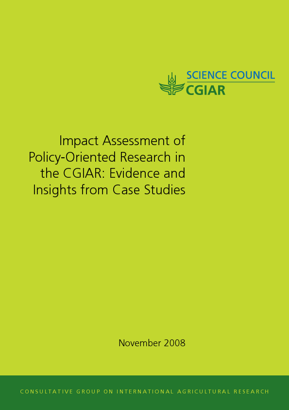 Impact Assessment of Policy-Oriented Research in the CGIAR: Evidence ...