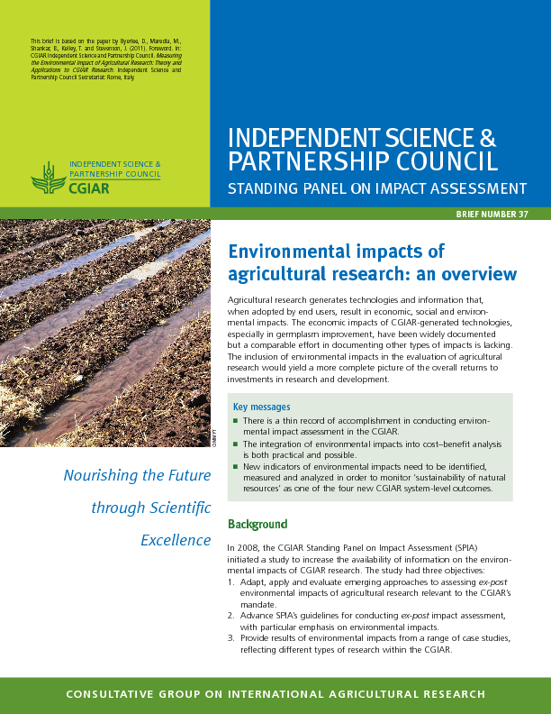 Environmental Impacts of Agricultural Research: An Overview, Brief ...