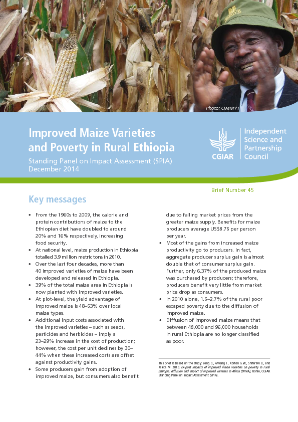 Improved Maize Varieties and Poverty in Rural Ethiopia | IAES | CGIAR Independent Advisory and ...