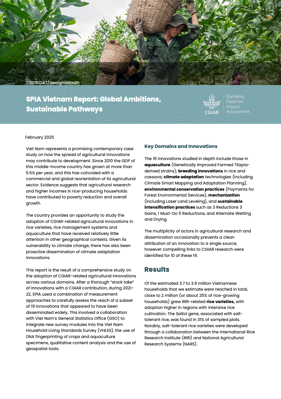 SPIA Vietnam Report 2024 (2-Pager Brief) | IAES | CGIAR Independent Advisory and Evaluation Services