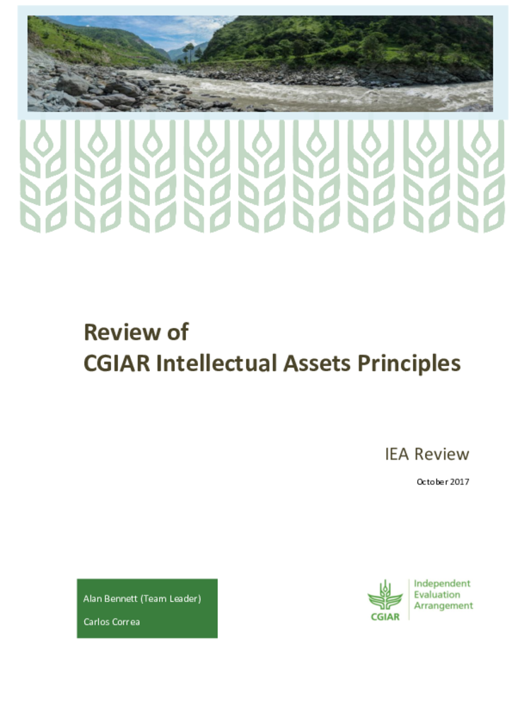 Review Of Intellectual Assets Principles Of Cgiar Iaes Cgiar Independent Advisory And