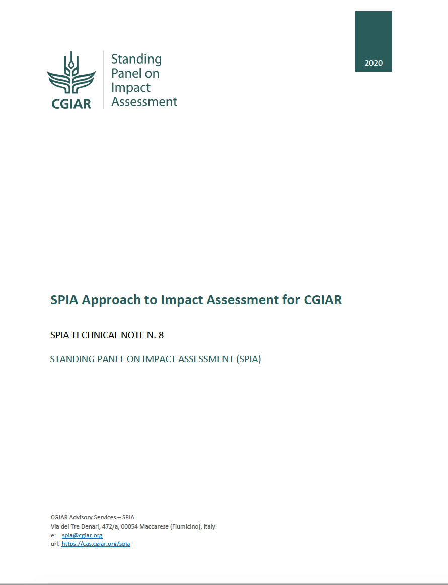 SPIA Approach to Impact Assessment for CGIAR | IAES | CGIAR Independent ...
