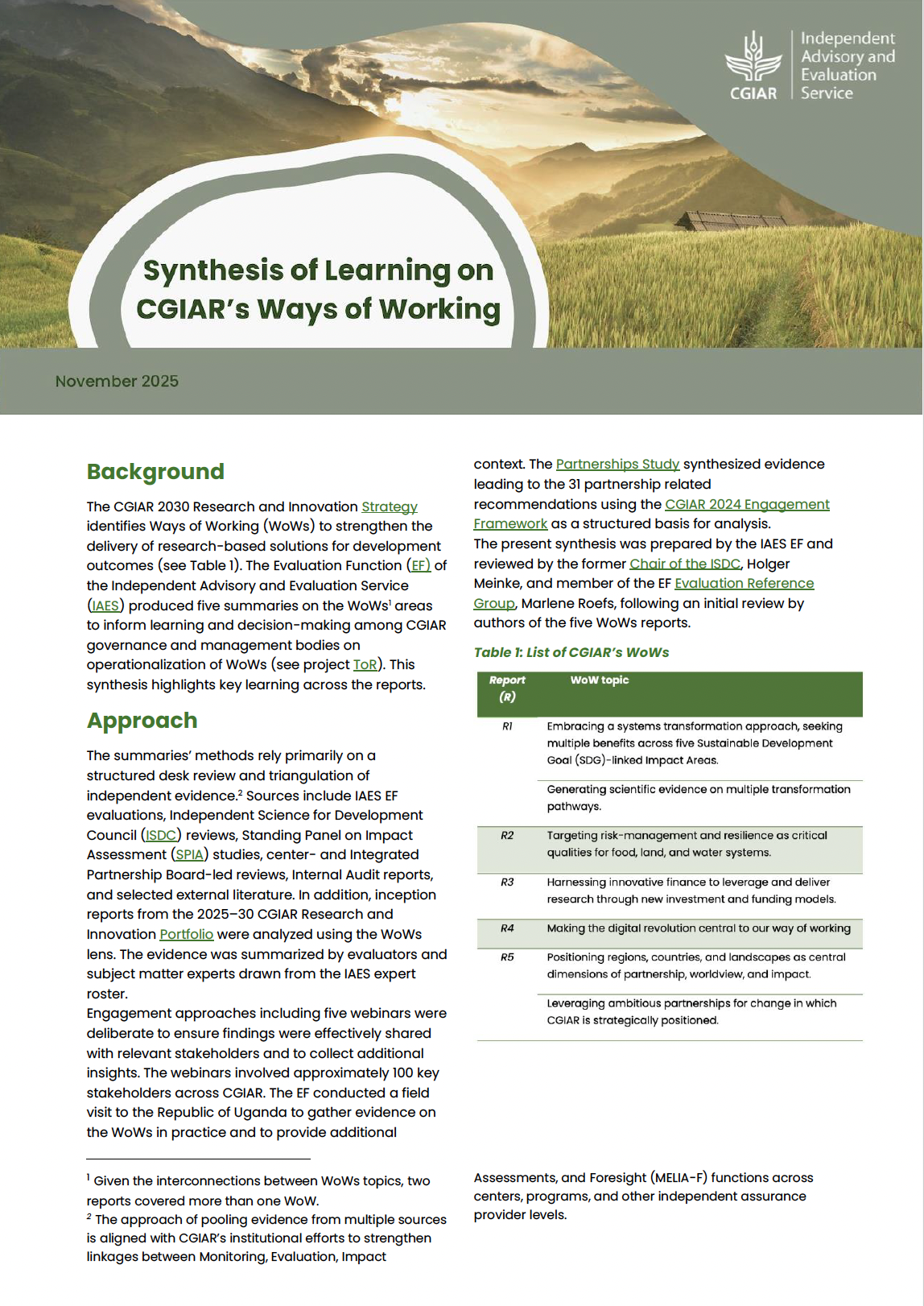 Synthesis of Learning on CGIAR's Ways of Working | IAES | CGIAR ...