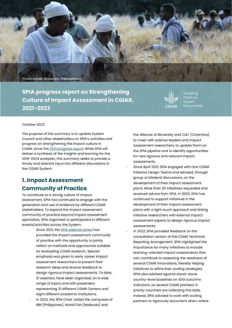 SPIA | IAES | CGIAR Independent Advisory and Evaluation Services